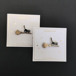 Halloween Scaredy Cat Enamel Pin Witchy Black Cat (preorder) - Etsy