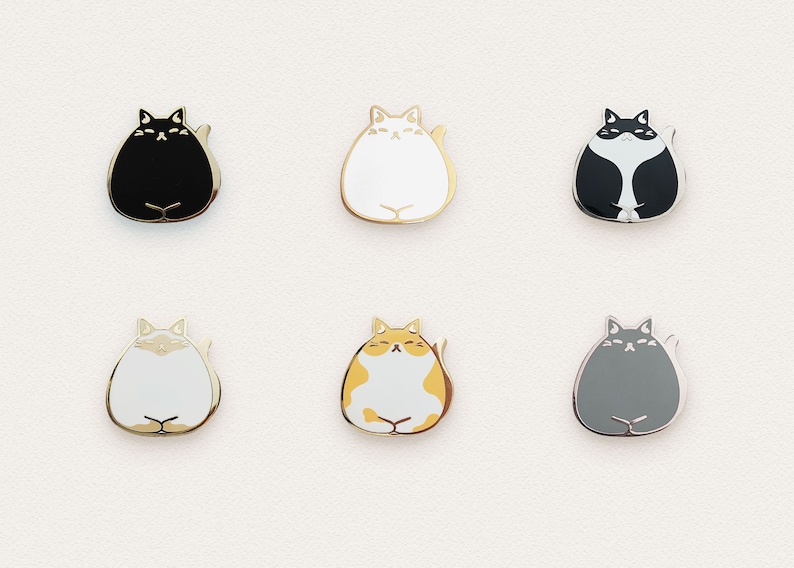 Fat Cat Enamel Pin - Etsy
