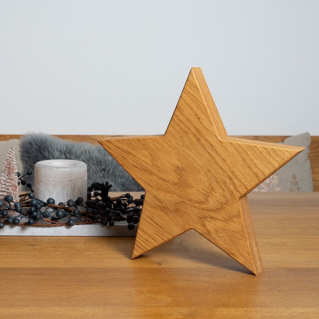 Holzstern aus Eichenholz zum Hinstellen I handgefertigt in Bayern I XXL Deko Stern Holz I ...