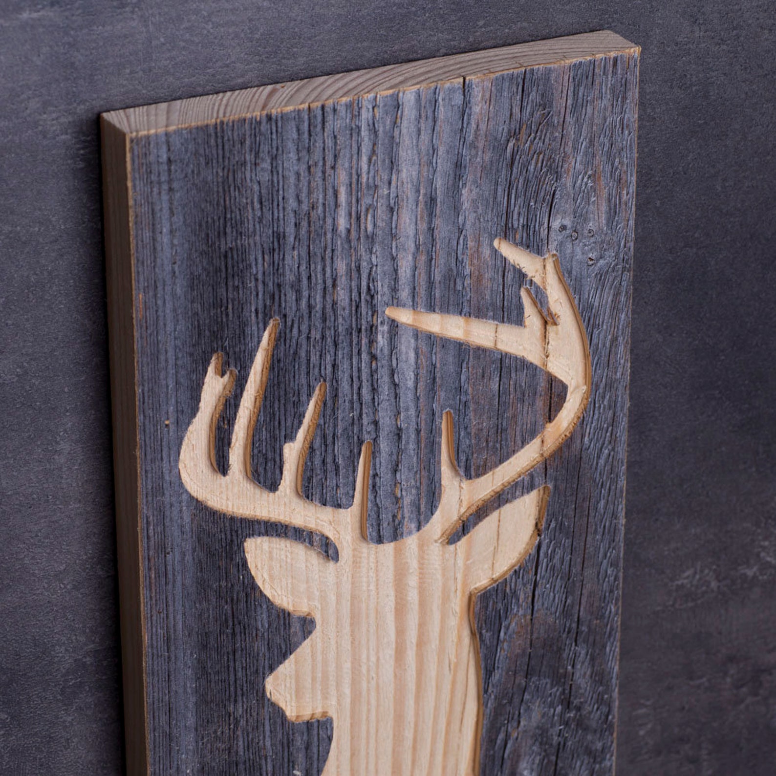 Set of 3 Wall Pictures Stag Wall Decor Wooden Reclaimed Wood - Etsy