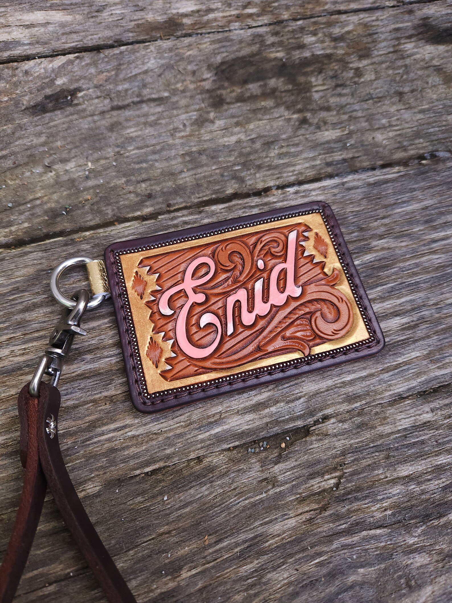 Hand Tooled Card Holder, Leather Wristlet, Custom Wristlet, Leather ...