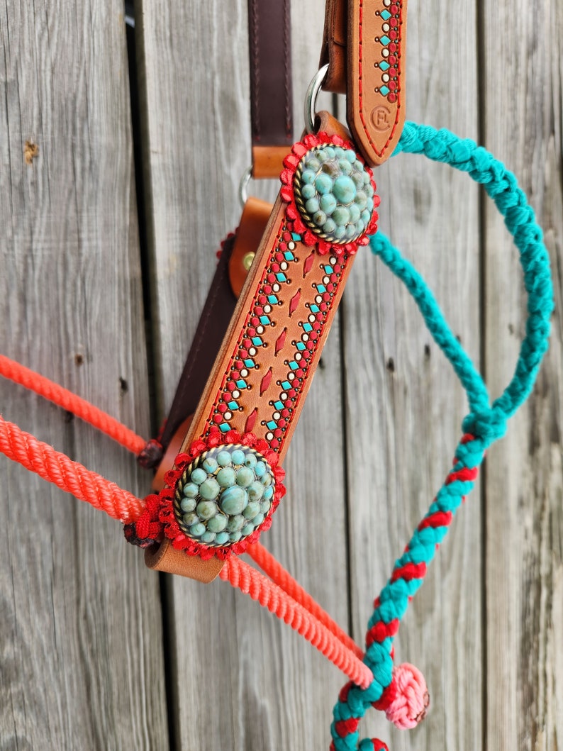 Rope Nose Muletape Halter Leather Hybrid Halter Custom - Etsy