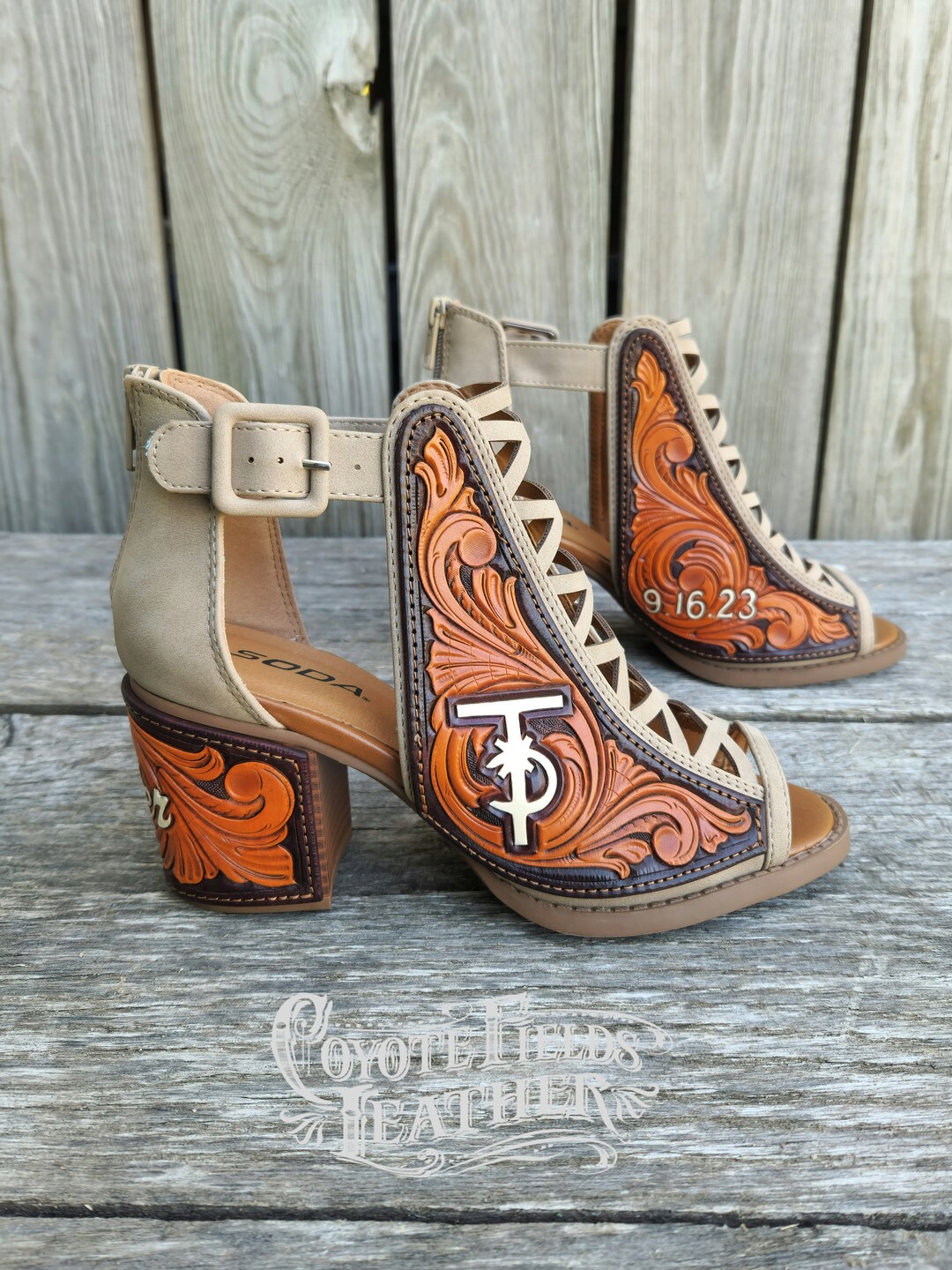 Custom Bridal Shoes, Western Wedding Heels, Floral Tooled Heels, Tooled ...
