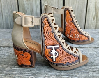 Custom Tooled Leather Heels - Etsy