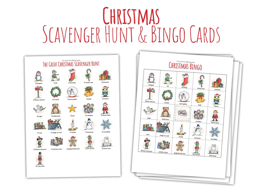 Christmas Scavenger Hunt Bingo Cards - Etsy