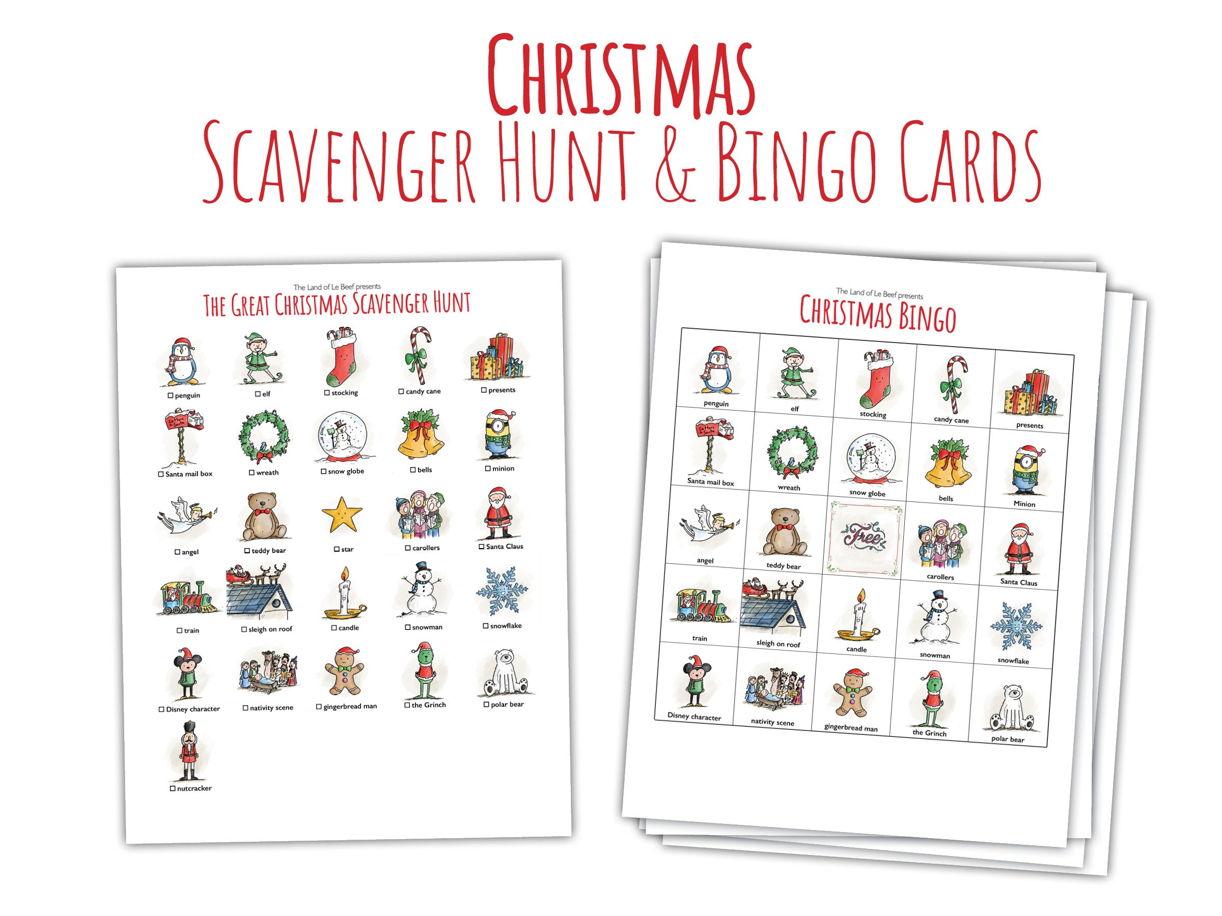 Christmas Scavenger Hunt Bingo Cards - Etsy