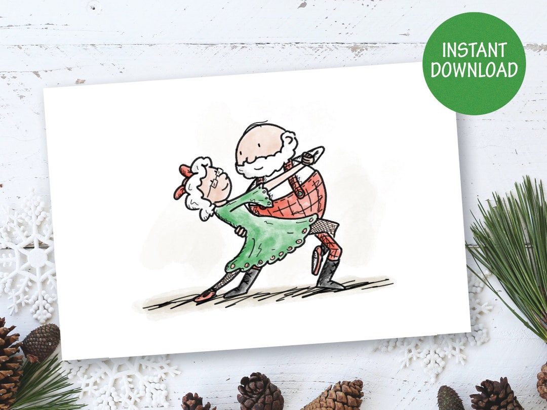 Tango Dancing Santa Christmas Card - Digital Download - Etsy
