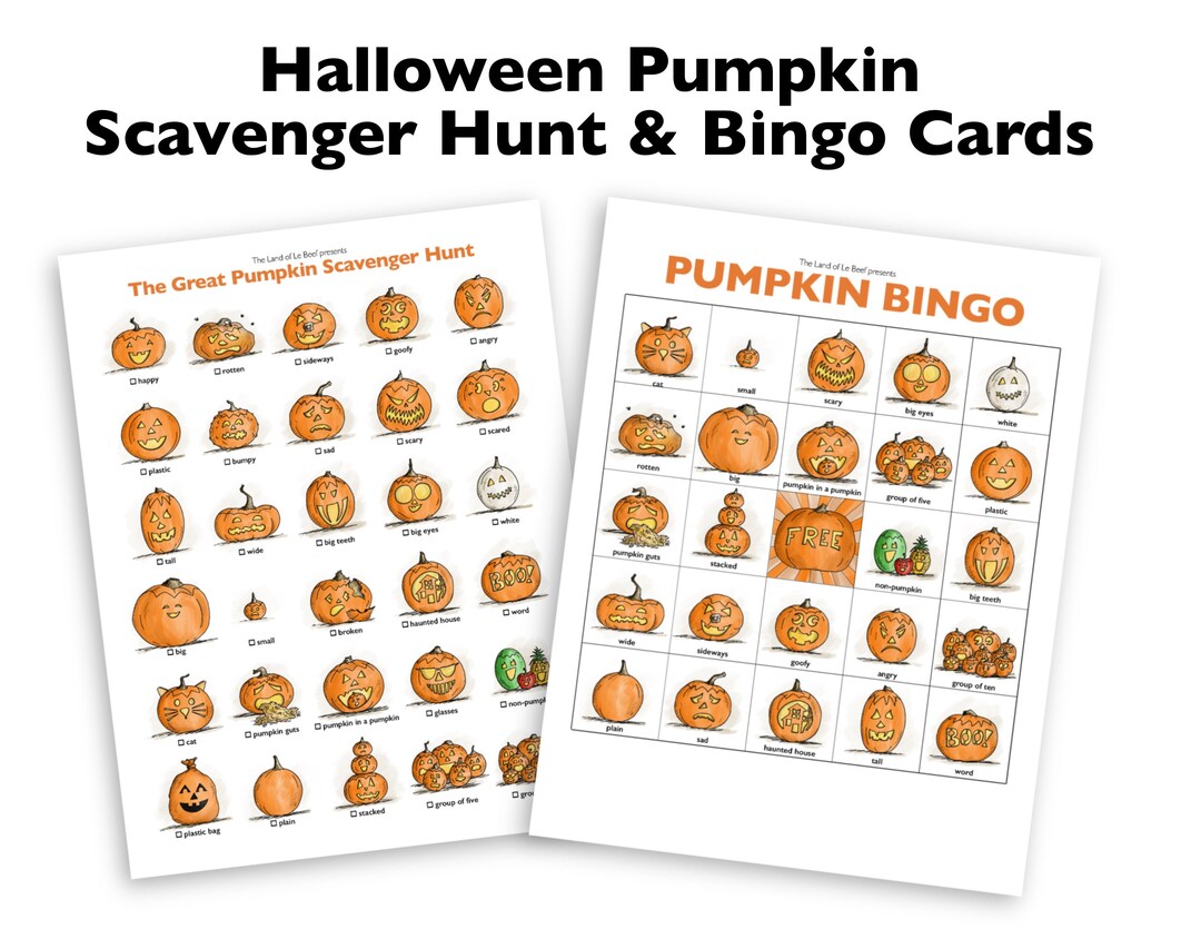 Halloween Pumpkin Scavenger Hunt Bingo Cards - Etsy