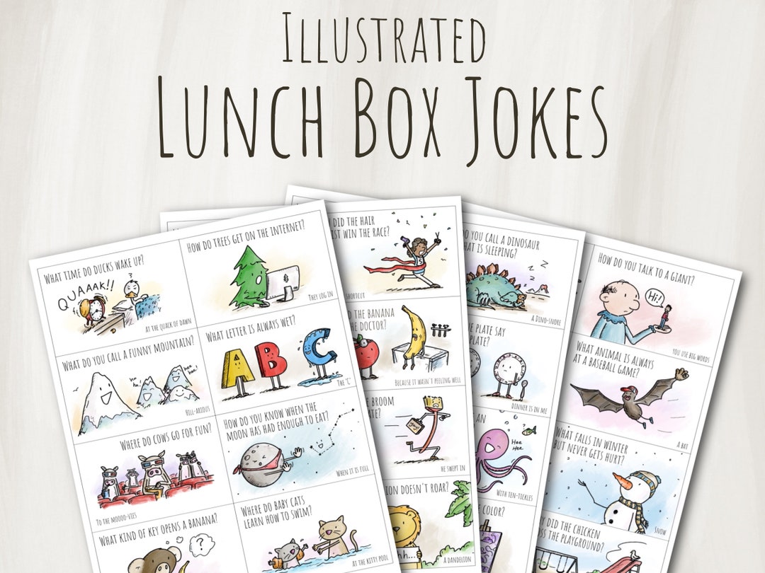 Printable Illustrated Lunch Box Jokes Notes for Kids - Etsy