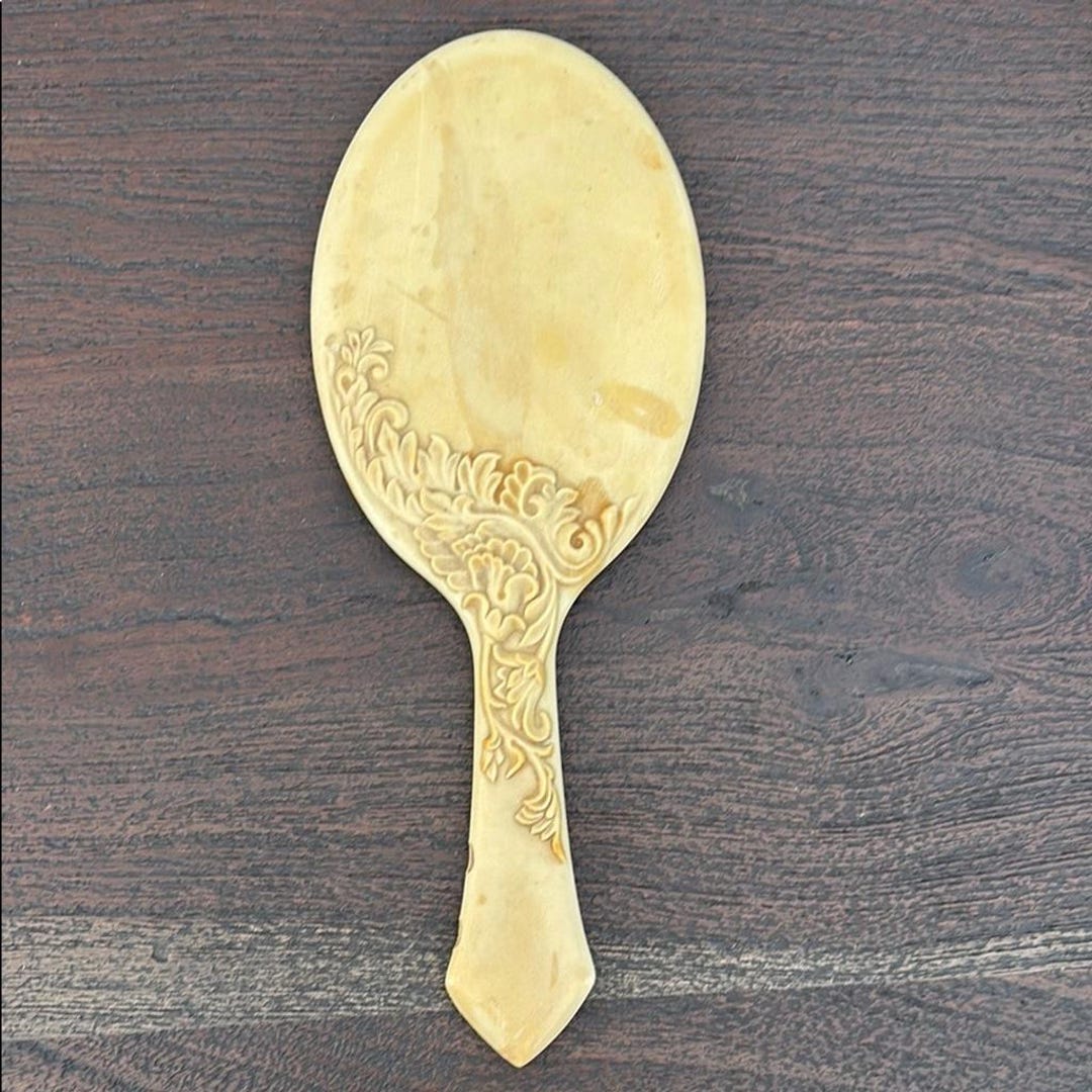 Antique Celluloid Hand Mirror: Victorian Cream Floral Design - Etsy