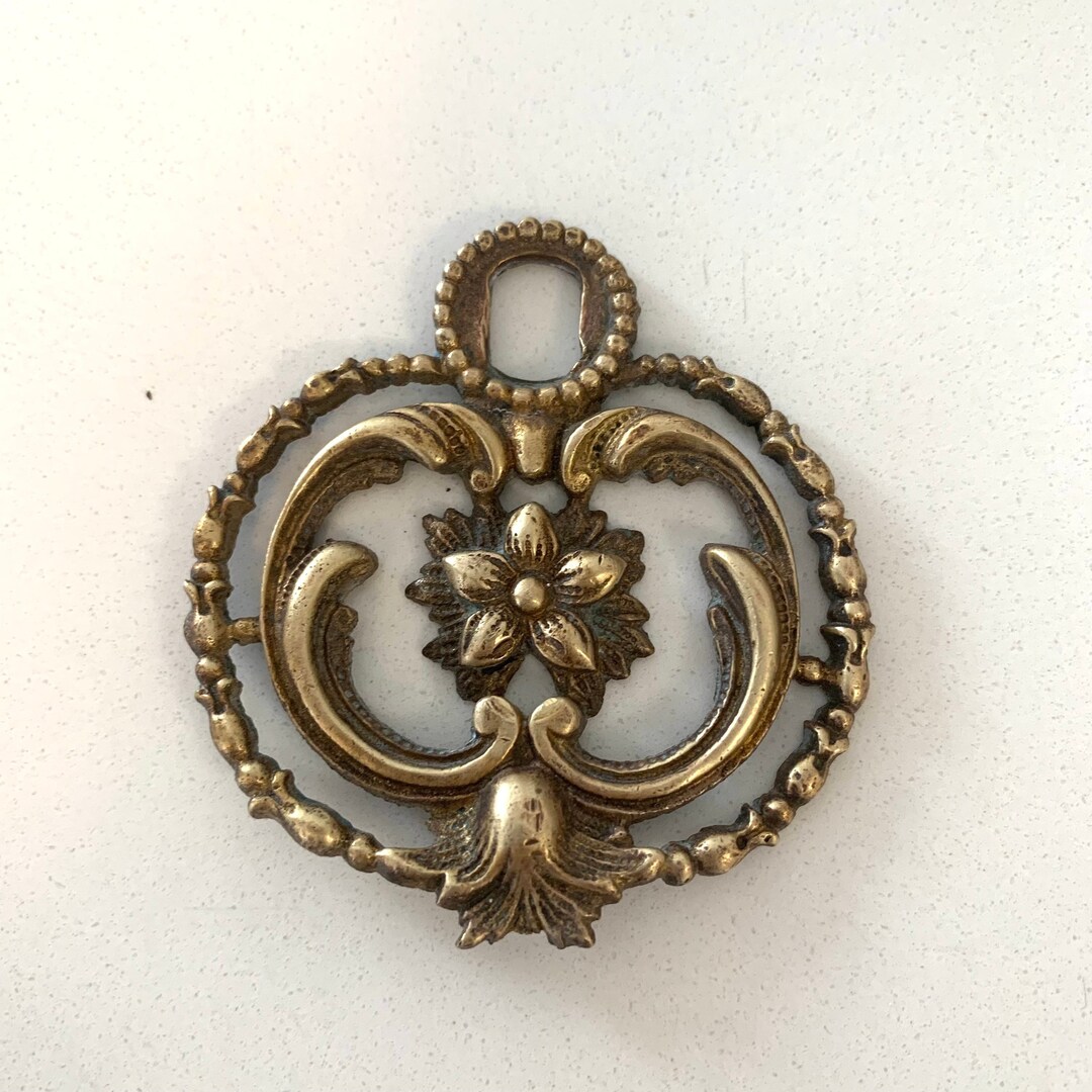 Vintage Victorian Ornate Solid Cast Brass Medallion Embellishment ...