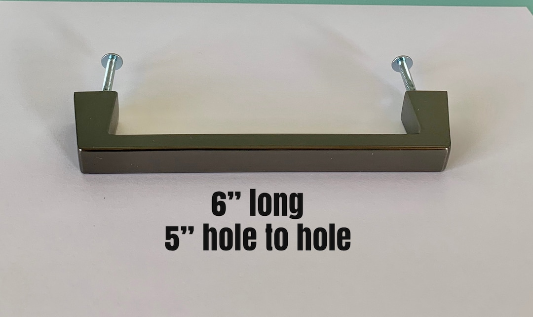 Contemporary Modern Gunmetal Cabinet Handle Pull Hardware Solid Metal 6 ...