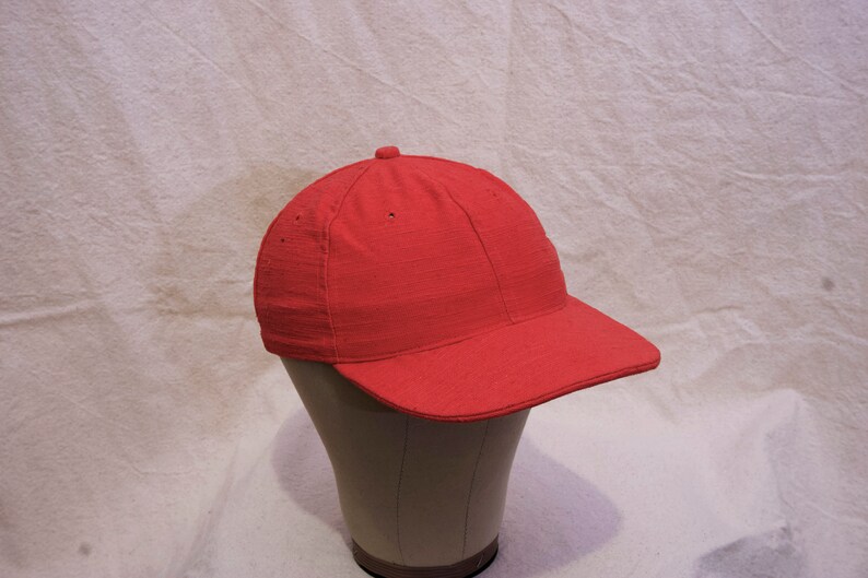 Red Canvas Hat 6-panel Upcycled Fabric Cap Adjustable - Etsy