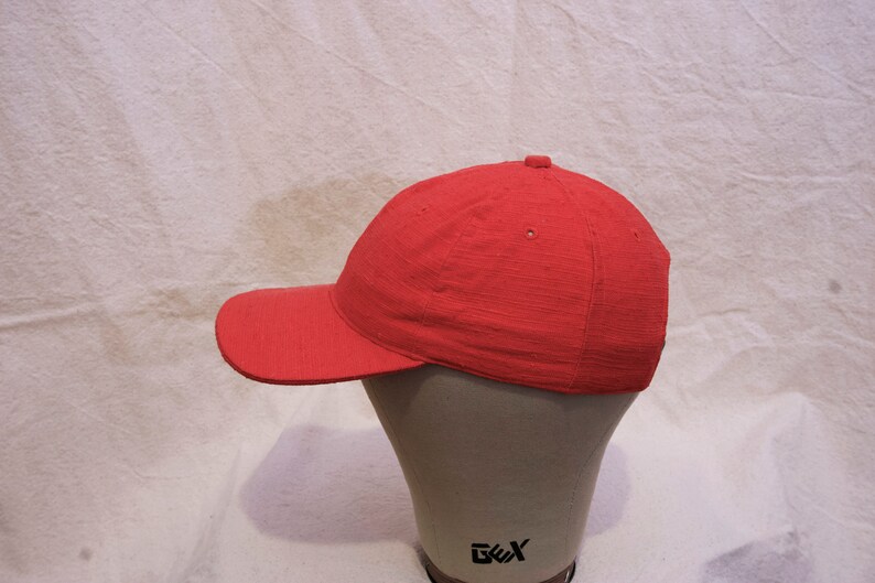 Red Canvas Hat 6-Panel Upcycled Fabric Cap Adjustable | Etsy