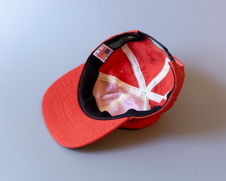 Red Canvas Hat 6-Panel Upcycled Fabric Cap Adjustable | Etsy