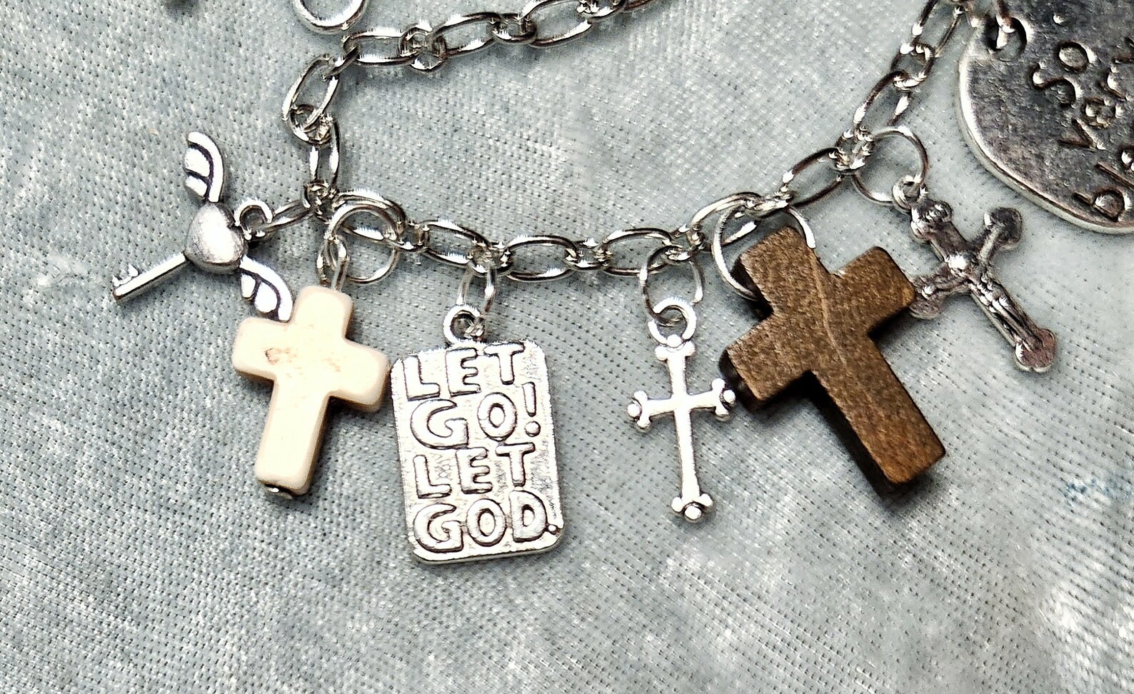 Cross Charm Bracelet Jesus Charm Bracelet Faith Bracelet I - Etsy