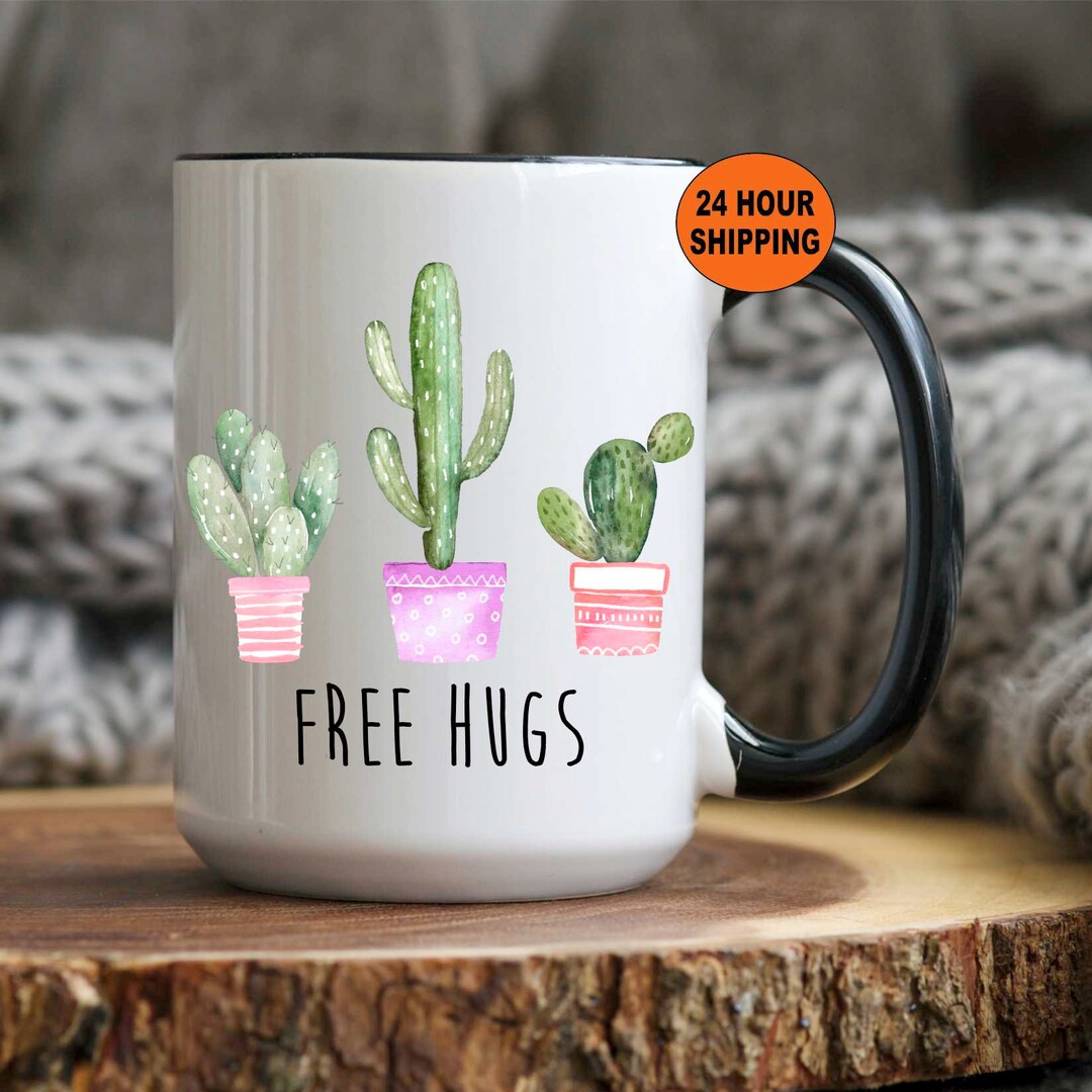 Custom Free Hugs Mug, Free Hugs Mug, Cactus Mug, Free Hugs Cactus.cactus Mug,cactus Free Hugs ...