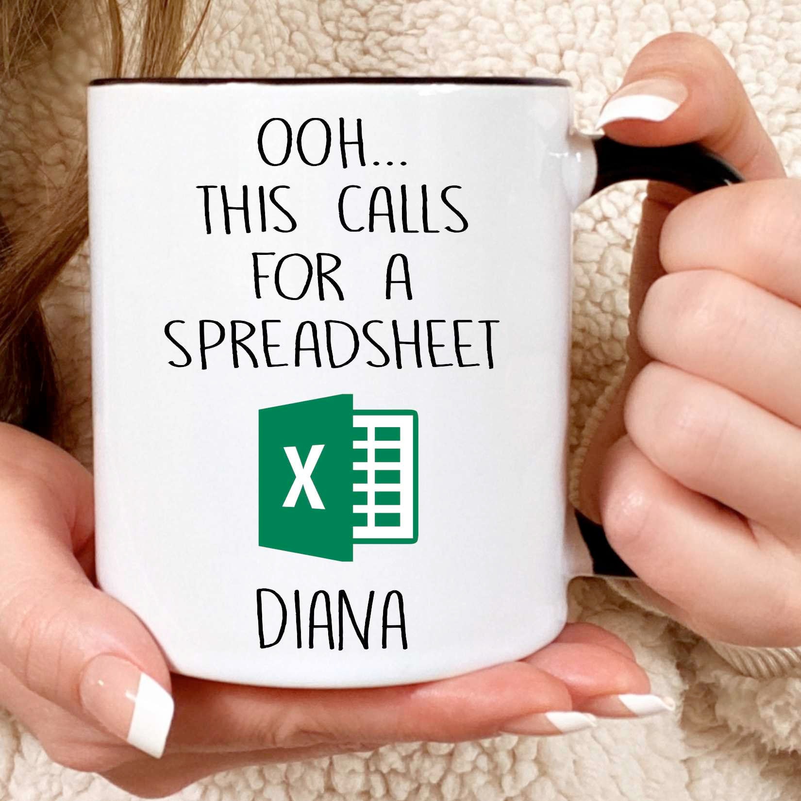 Personalized Spreadsheet Mug, Spreadsheet, Excel Mug, Spreadsheets Mug ...