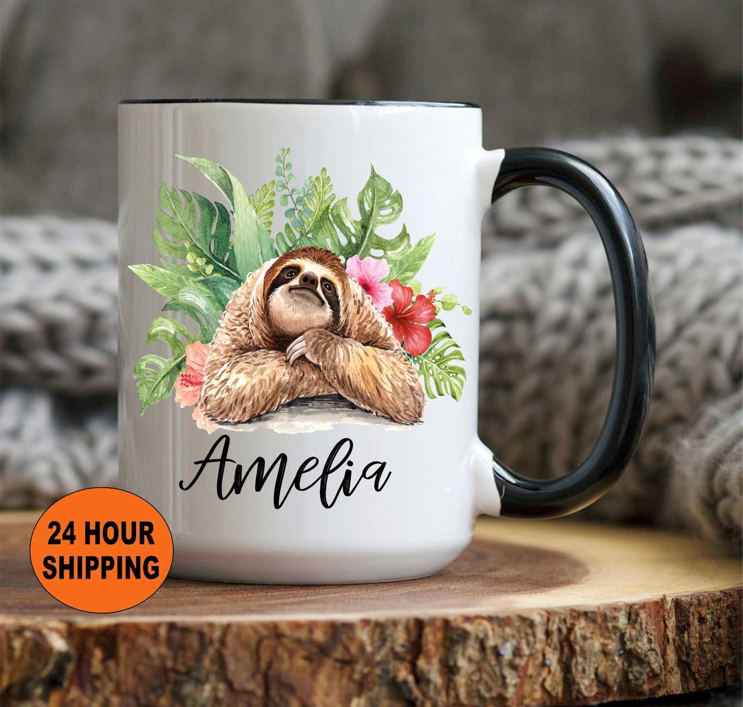 Custom Sloth Coffee Mug, Sloth Mug, Cute Sloth Mug, Sloth Gift, Sloth ...