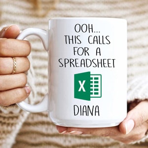 Personalized Spreadsheet Mug, Spreadsheet, Excel Mug, Spreadsheets Mug ...