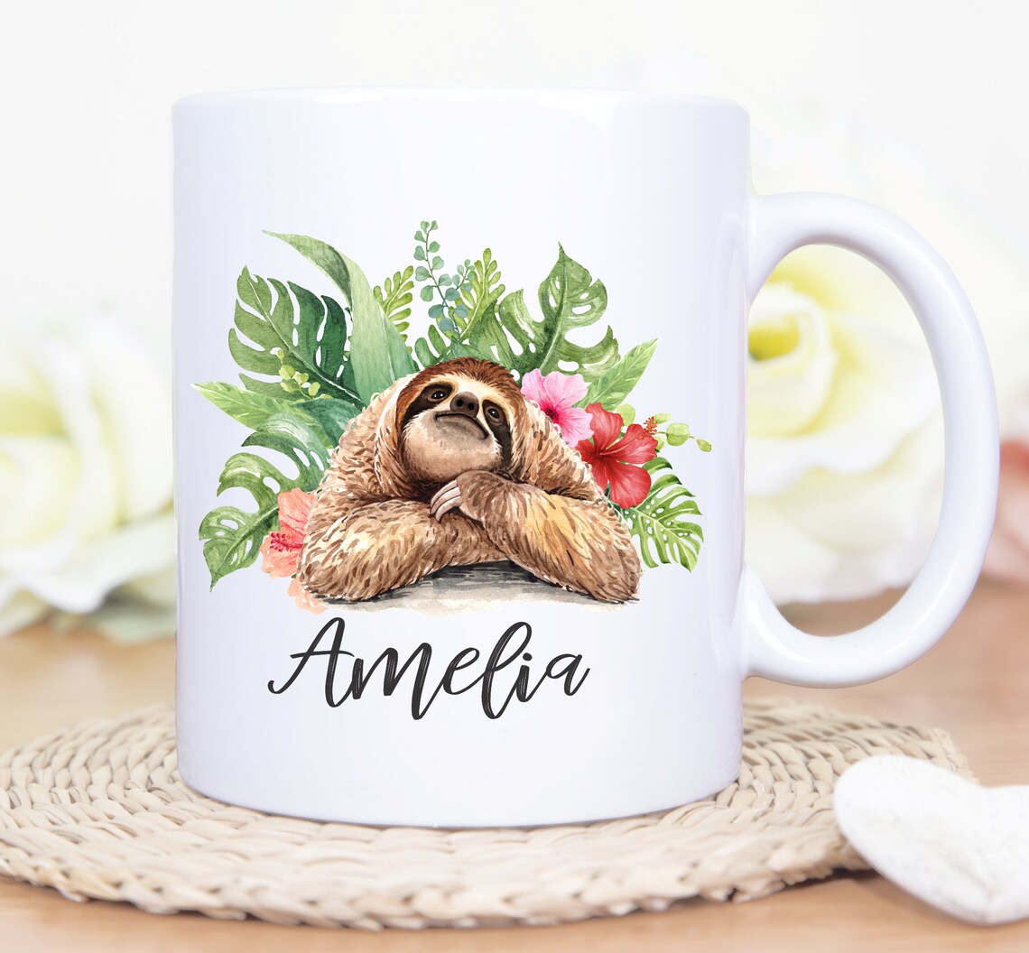 Custom Sloth Coffee Mug Sloth Mug Cute Sloth Mug Sloth | Etsy