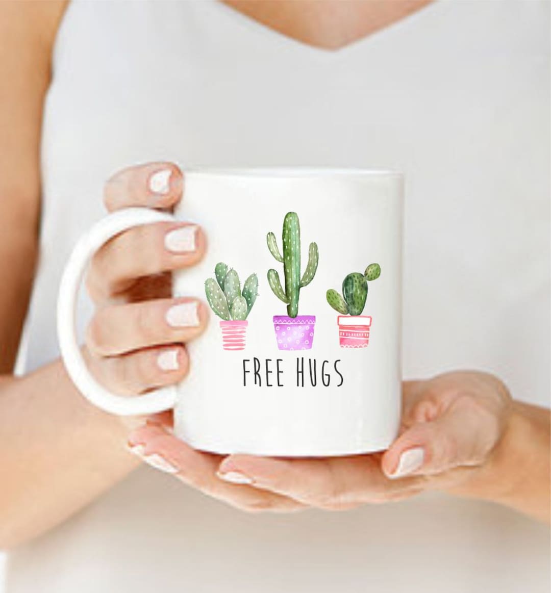 Custom Free Hugs Mug, Free Hugs Mug, Cactus Mug, Free Hugs Cactus ...