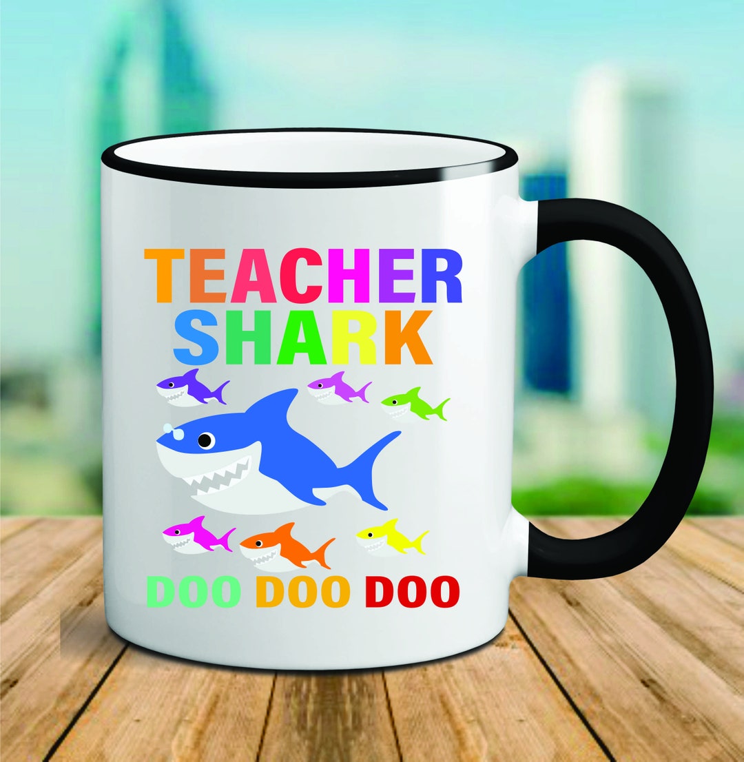 Custom Teachers Mug, Teacher Shark Doo Doo Mug, Cute Teacher Gift ...