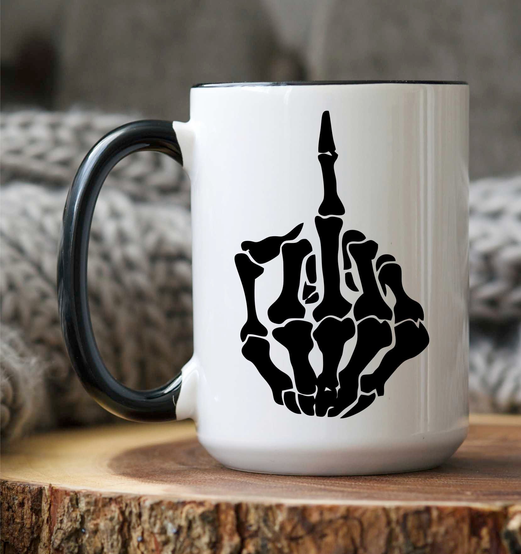 Skeleton Hand Flipping Bird Mug Halloween Mug Skeleton - Etsy