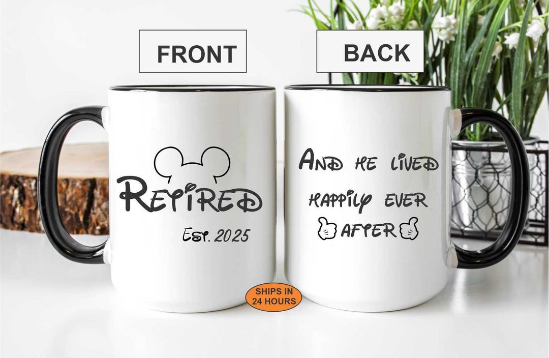 Personalized Mickey Retirement Mug - and He Lived Happily Ever After ...