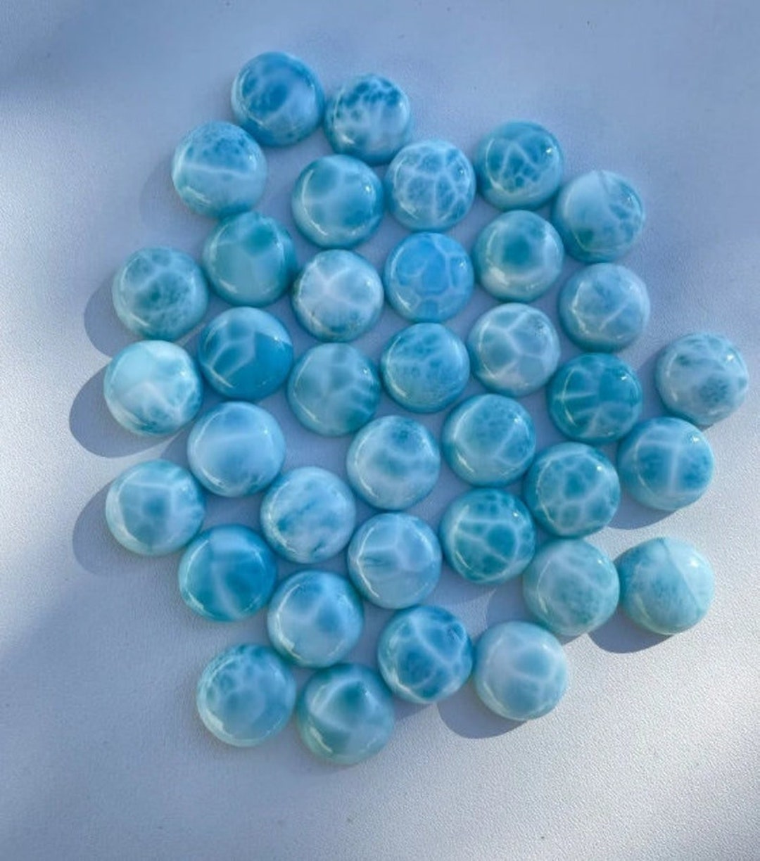 12x12mm Larimar Natural Gemstone Cabochon Round Lot, CALIBRATED Loose ...