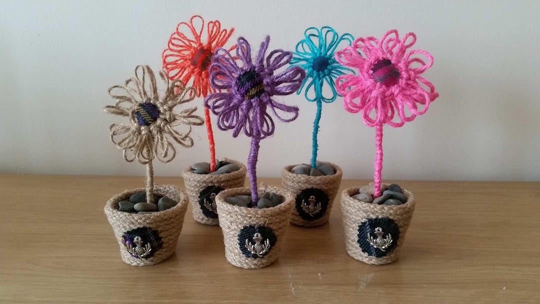 Jute String Flower With Pot. Made in Scotland - Etsy