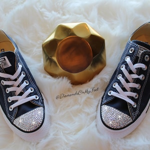 Swarovski Womens Converse All Star Chuck Taylor Blue Low Top Sneakers ...