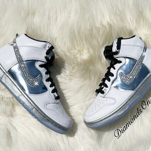 Size 8 - Swarovski Women's Dunk High SE White Black & Iridescent ...