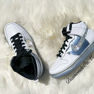 Size 8 - Swarovski Women's Dunk High SE White Black & Iridescent ...