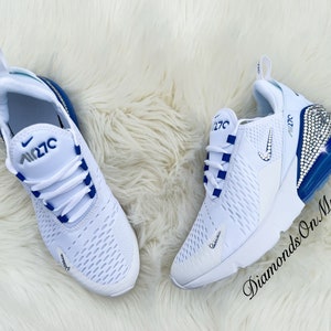 Swarovski Women's Air Max 270 White & Blue Sneakers Blinged With ...