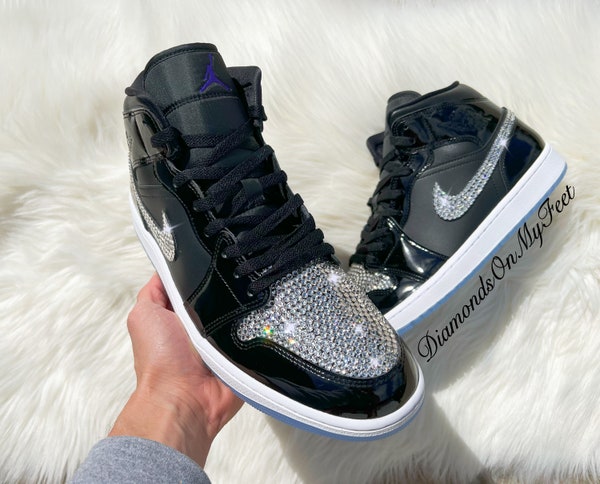 Air Jordan 1 Mid GS 'fierce Pink'. Barbie Pink Sneakers With Crystal ...