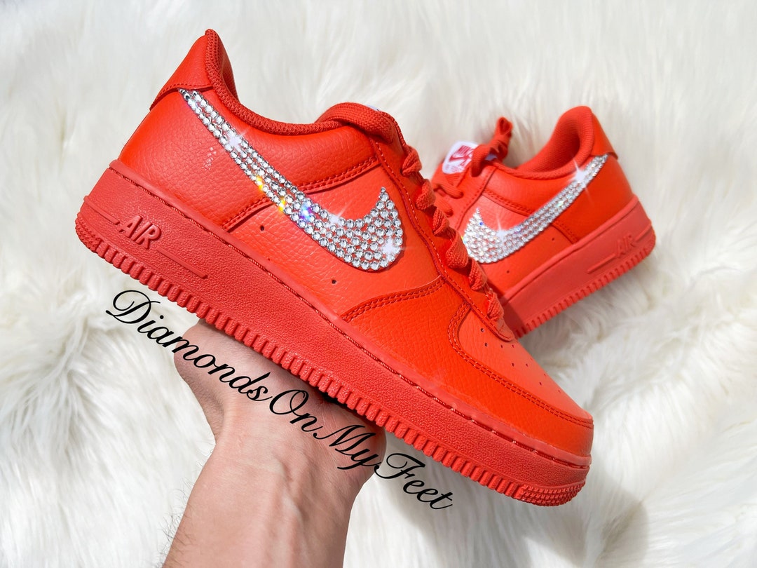 Size 8 - Swarovski Women's Air Force 1 Low AF1 Mantra Orange Sneakers ...