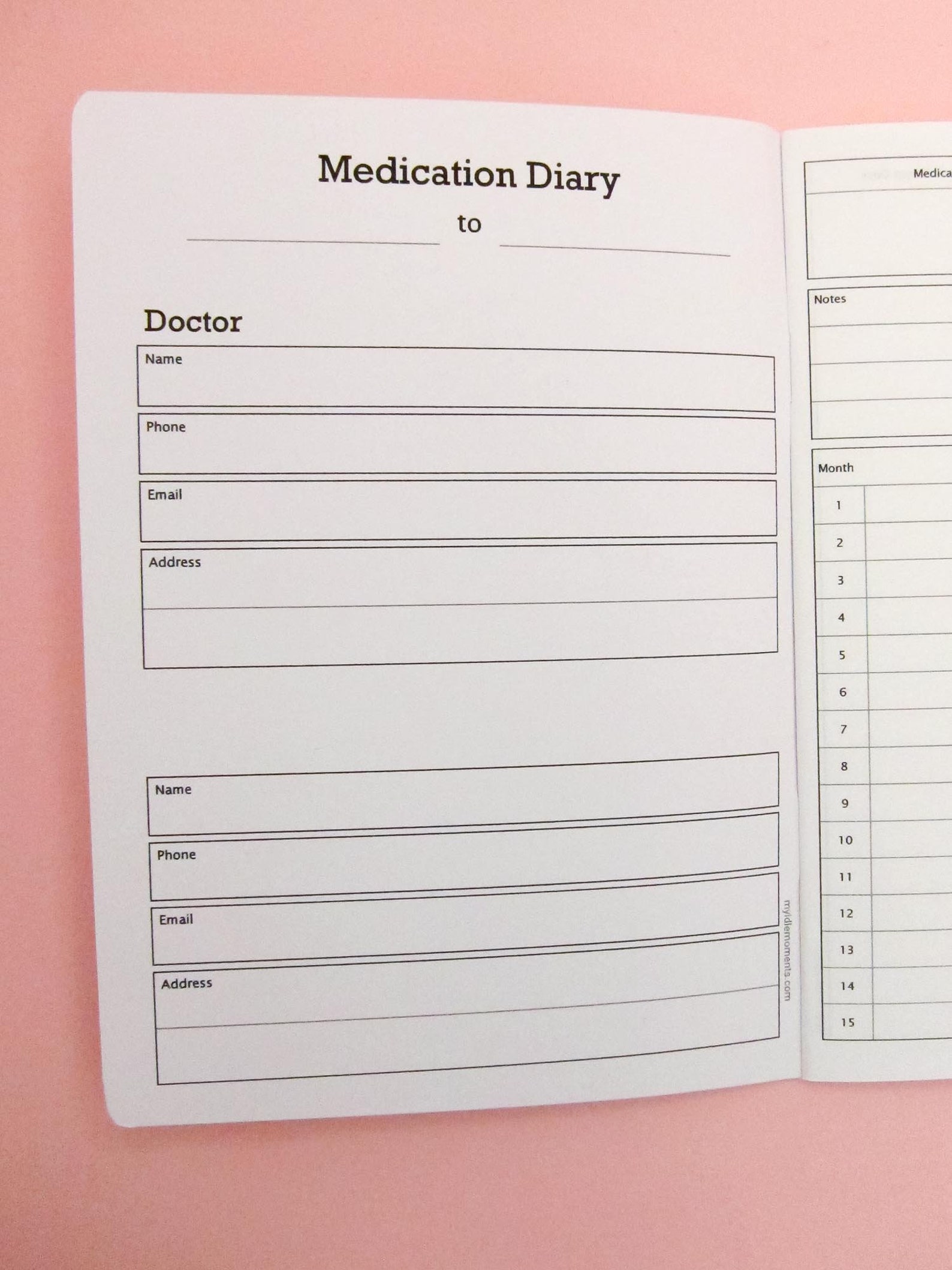 Medication Diary Notebook ( 40 Pages ) for Health Management in a B6 ...