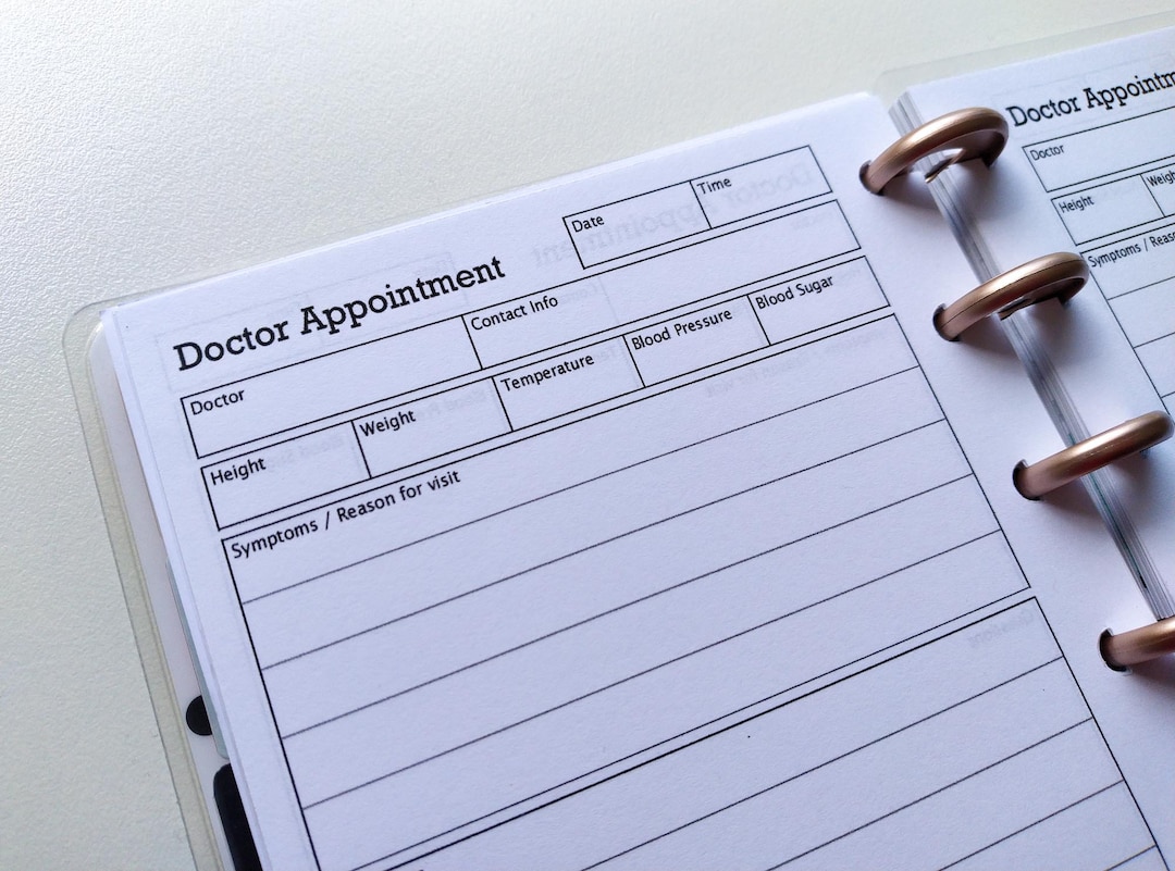 Doctor/medical Appointments Planner, Insert Printable, Health Tracker ...