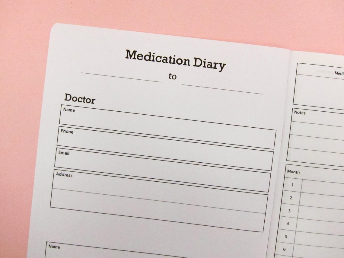 Medication Diary Notebook ( 40 Pages ) for Health Management in a B6 ...