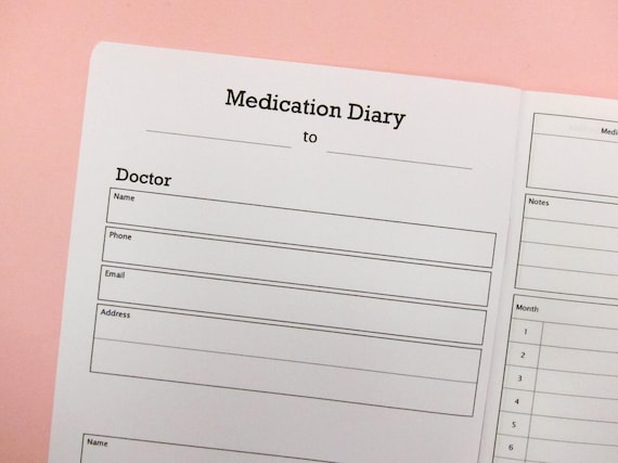 Medication Diary Notebook 40 Pages for Health Management | Etsy