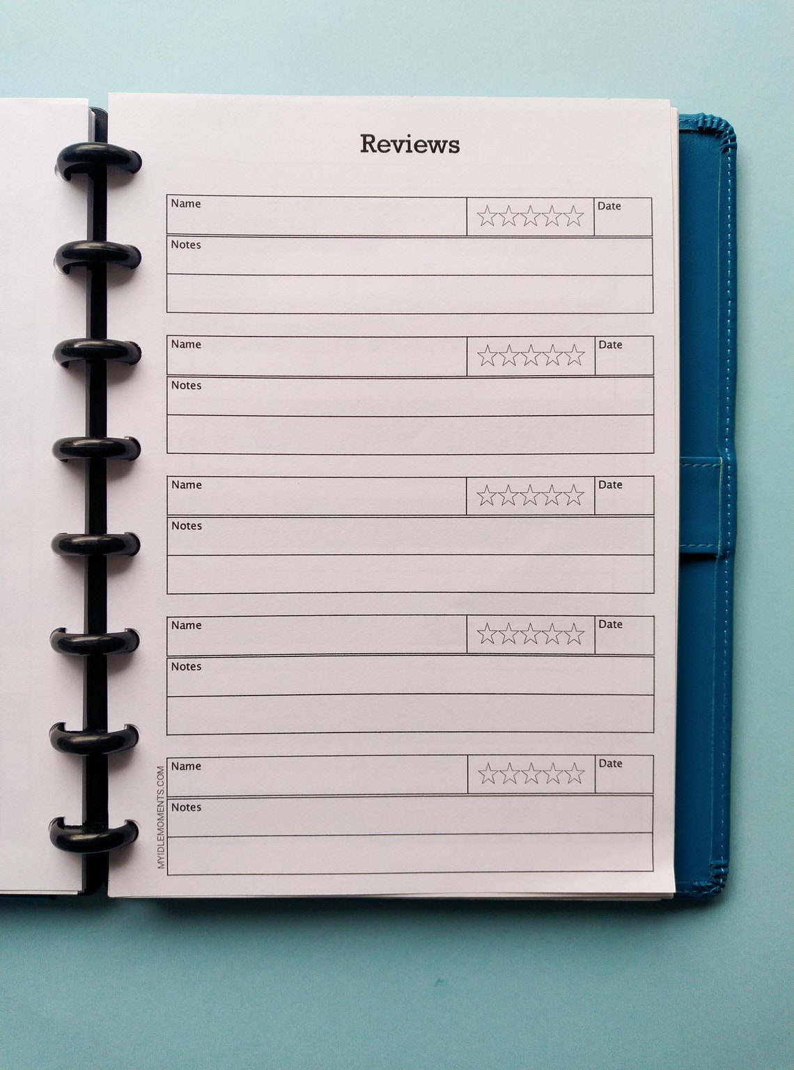 A5 Review Tracker Printable Insert, Perfect to Keep Track of the ...