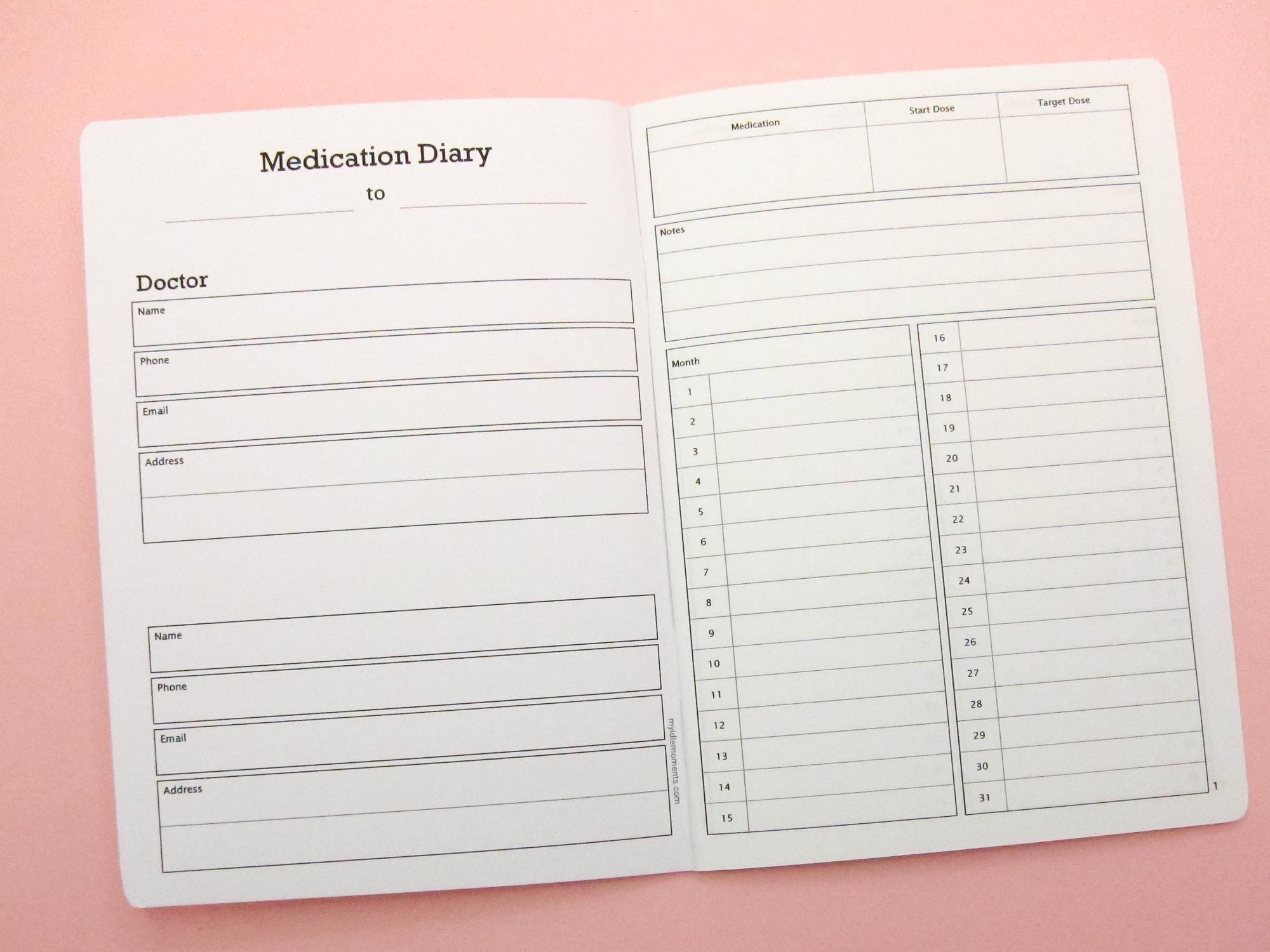 Medication Diary Notebook ( 40 Pages ) for Health Management in a B6 ...