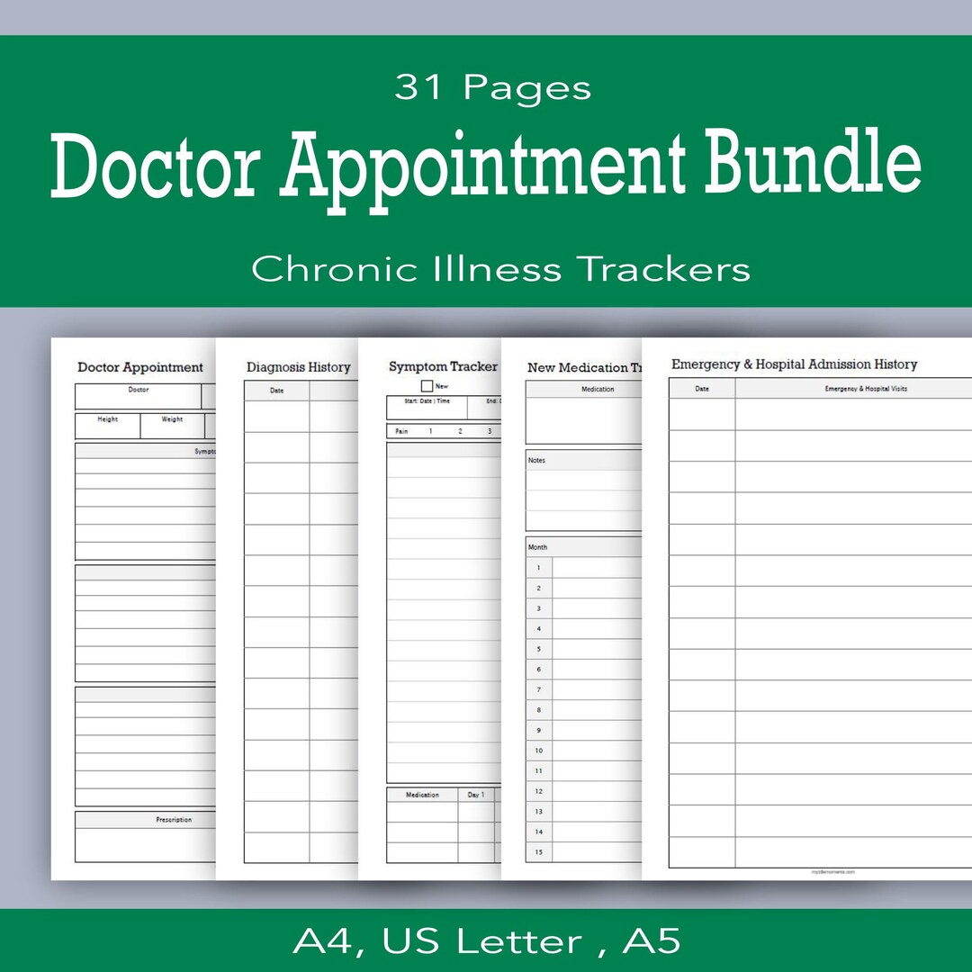 Doctor Appointment Tracker Bundle, Medical Tracker, Medical Log ...