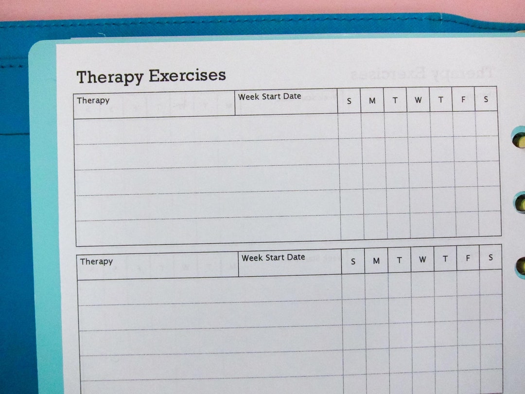 Therapy Exercises Planner Inserts, Printable Health Tracker, Exercises ...