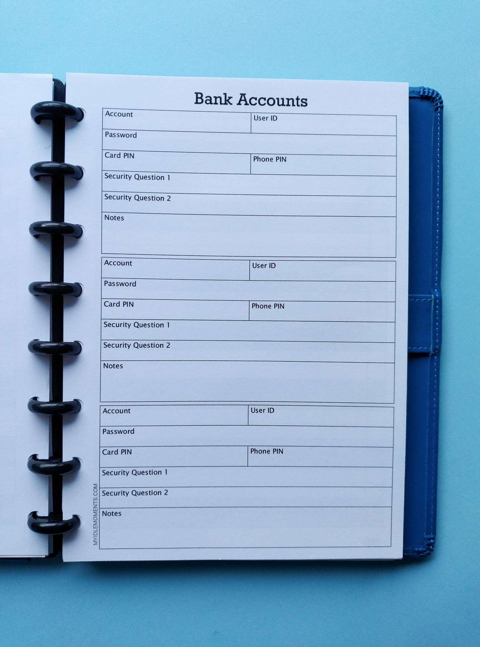 A5 Size Bank Account Password Tracker Log Login Organizer - Etsy