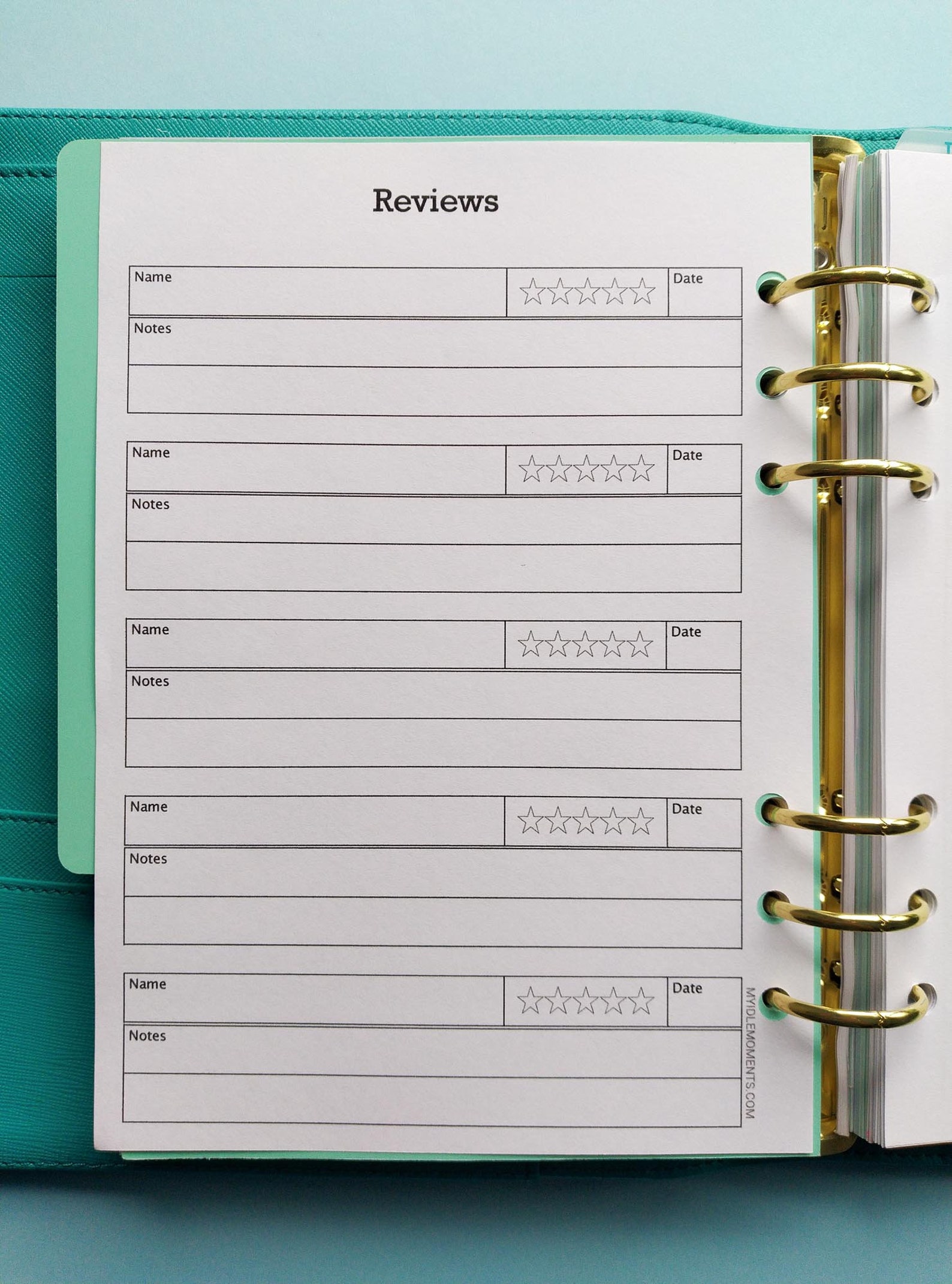 A5 Review Tracker Printable Insert, Perfect to Keep Track of the ...