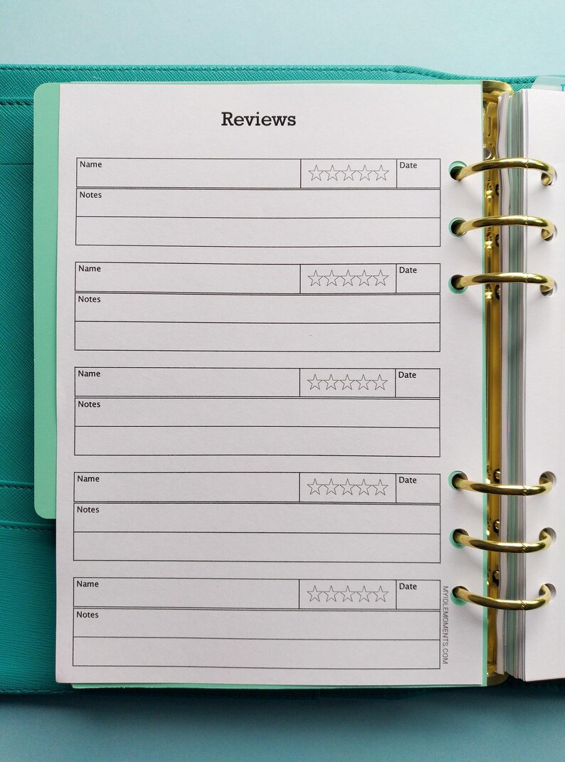 A5 Review Tracker Printable Insert, Perfect to Keep Track of the ...