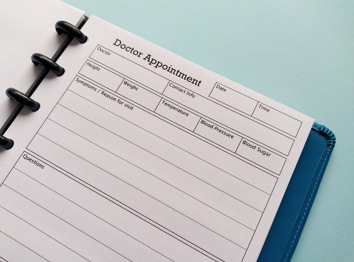 A5 Doctor/medical Appointments Planner Insert Insert - Etsy Australia