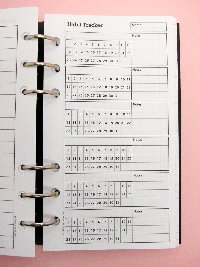 Personal Size Habit Tracker Printable Insert • Perfect for Keeping ...